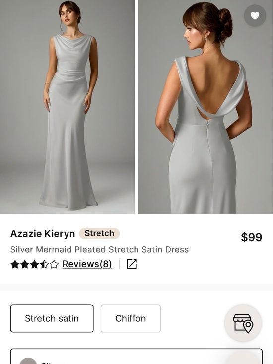 Azazie | Dresses | Azazie Kieryn Stretch Silver Mermaid Pleated Stretch ...